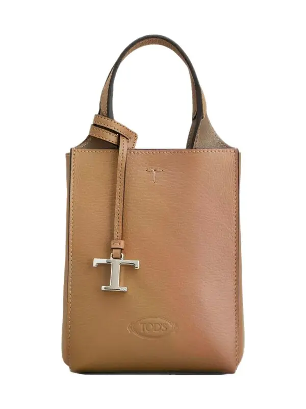 TOD'S T Timeless Pebbled-leather Tote Bag - Neutrals