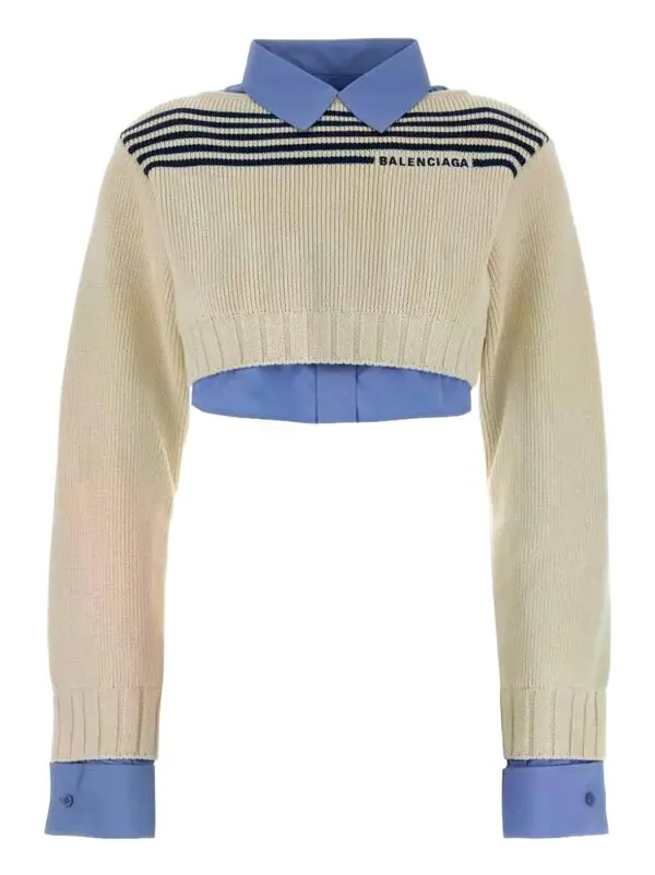 Balenciaga Striped Layered-effect Sweater - Neutrals