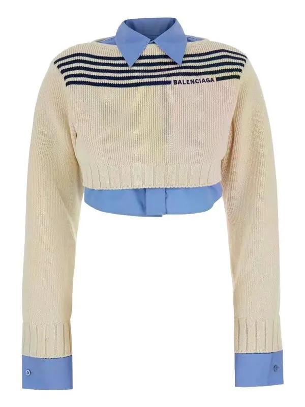 Balenciaga Striped Layered-effect Sweater - Neutrals