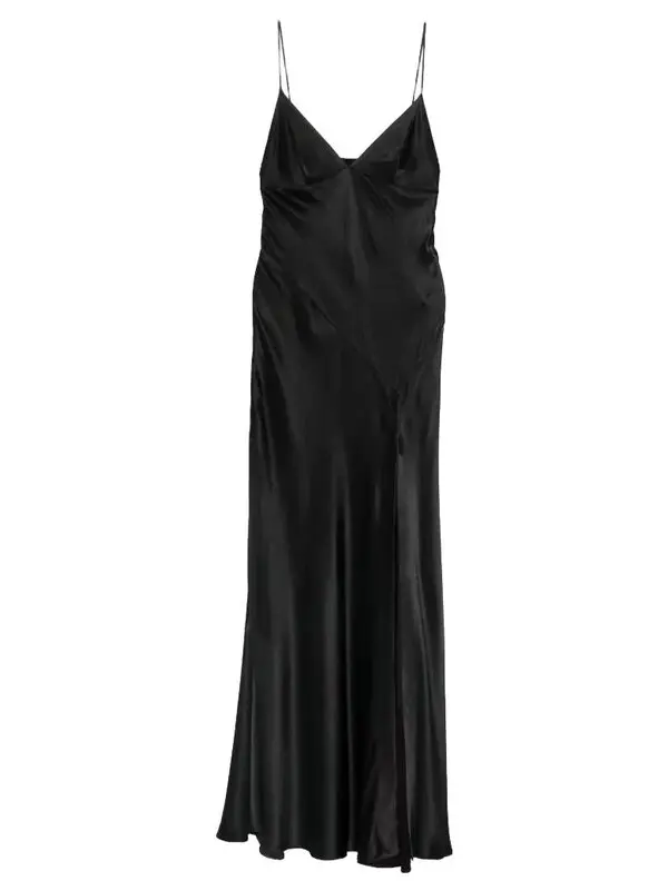 Alberta Ferretti Satin-finish Side-slit Maxi Dress - Black