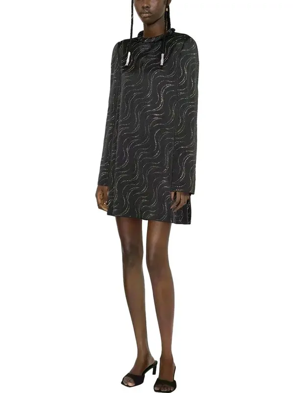 Stella McCartney Rhinestone Embellished Shift Dress - Black