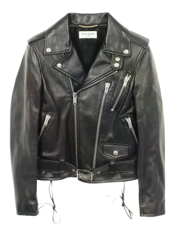 Saint Laurent 2010s Belted Biker Jacket - Black