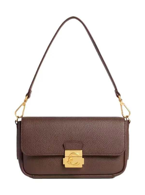 COCCINELLE C-me Lock Grainy Leather Shoulder Bag - Brown