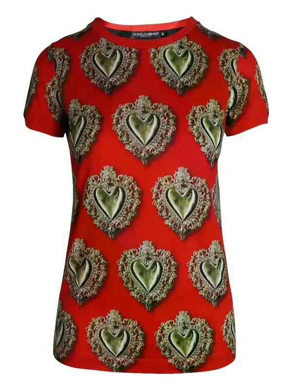 Dolce & Gabbana Sacred Heart Print T-shirt - Red