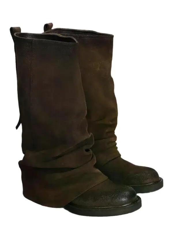METISSE Slouchy-effect Distressed-finish Boots - Brown
