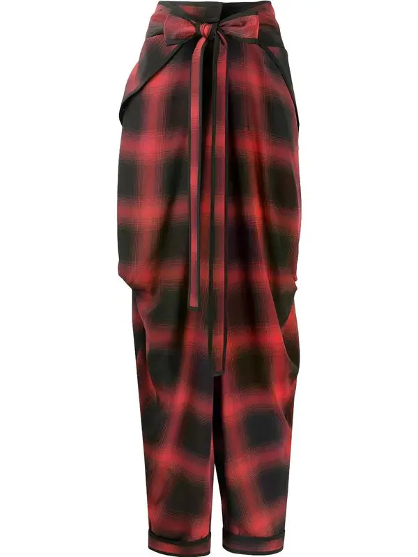Stella McCartney Bessie Check Silk Trousers - Red