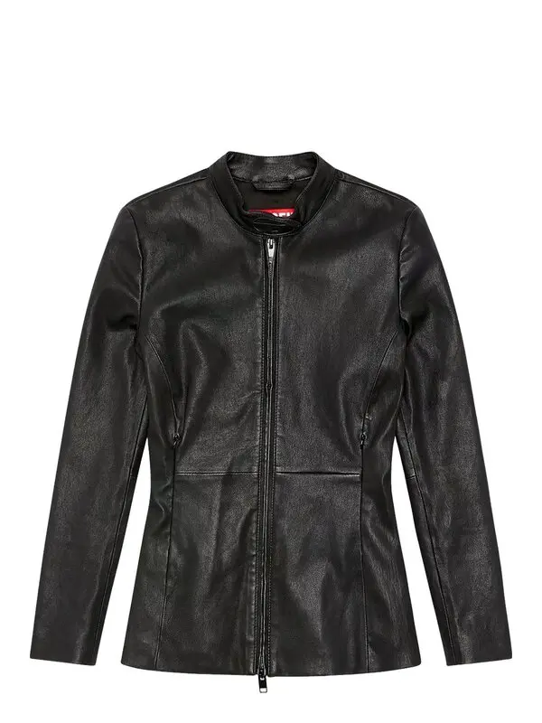 DIESEL® L-sory-n1 Logo-appliqué Leather Jacket - Black