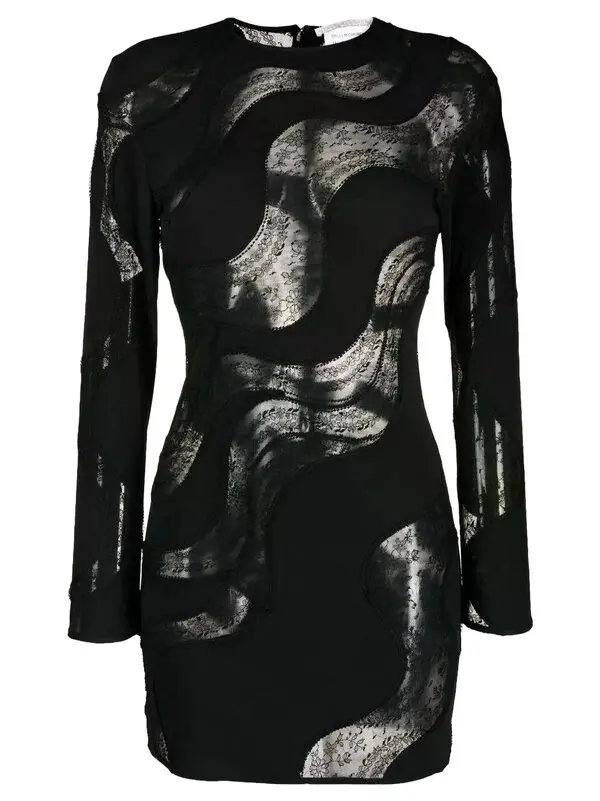 Stella McCartney Makenzie Wave Lace-insert Dress - Black