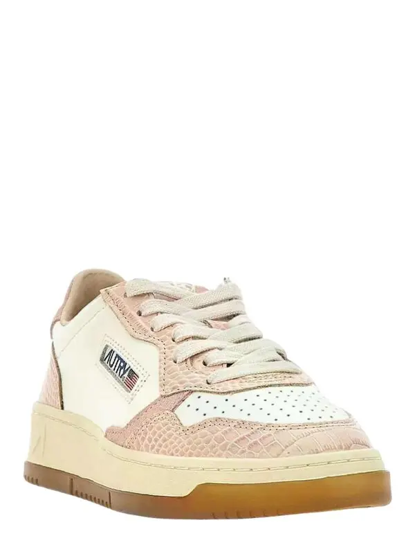 AUTRY Medalist Low Crocodile-embossed Sneakers - Neutrals