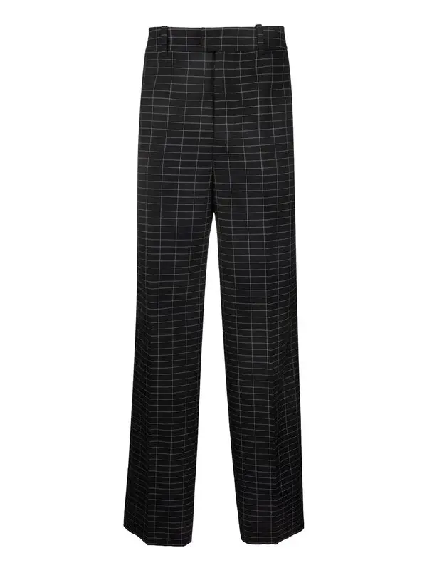 Off-White Grid Pattern Straight Leg Trousers - Black