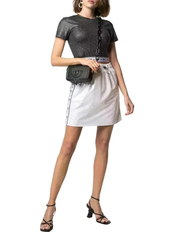CHIARA FERRAGNI Logo-print Drawstring Skirt - Silver