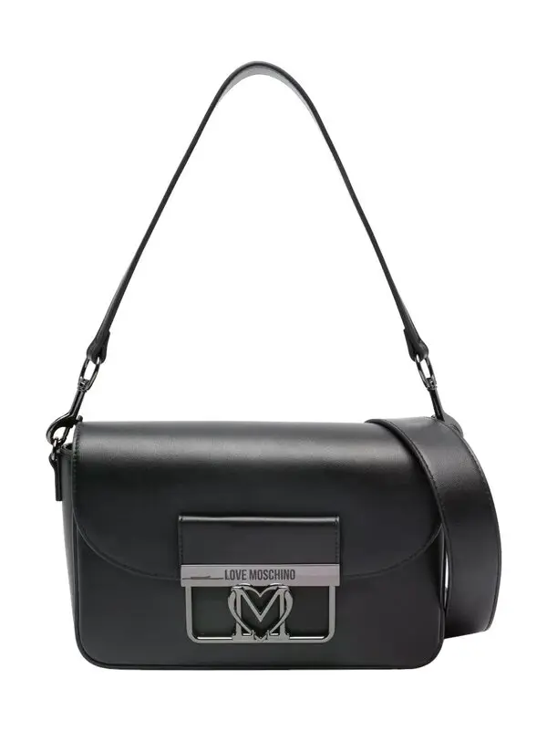 Moschino Gold-plaque Shoulder Bag - Black