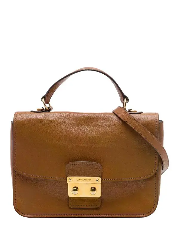 Miu Miu Madras Flap Satchel - Brown