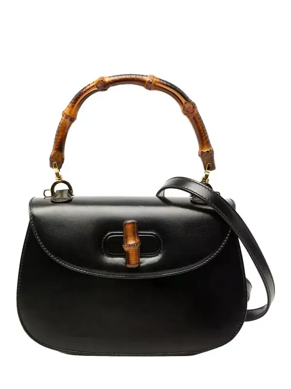 Gucci 20th Century Small Calfskin Bamboo Night Satchel - Black