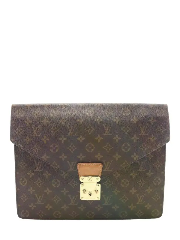 LOUIS VUITTON 1988 Monogram Porte Documents Senateur Business Bag - Brown
