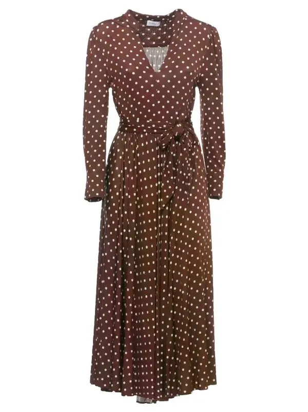 Marella Mlsangelo Polka-dot Belted Midi Dress - Brown