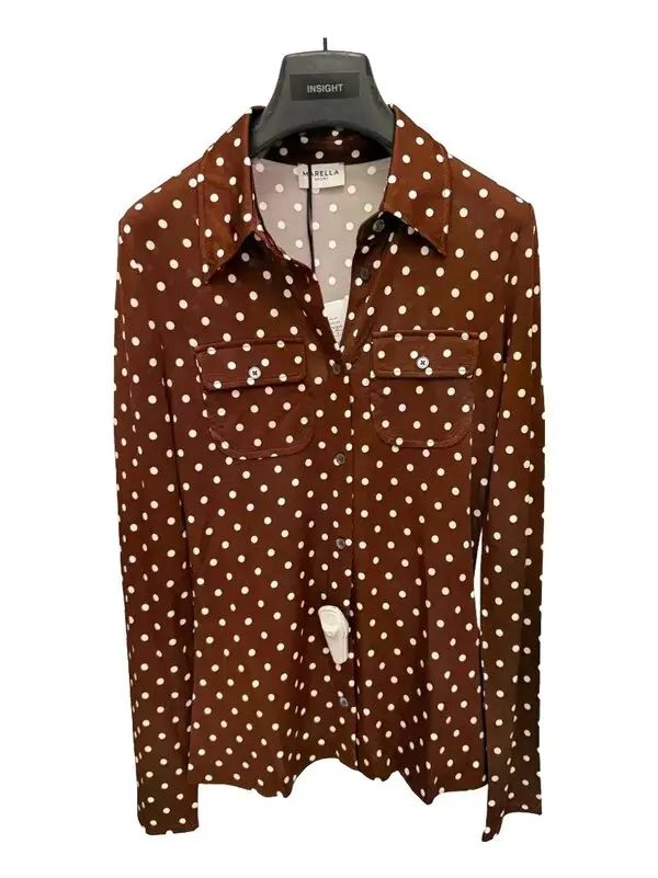 Marella Mlsvinci Polka-dot Pocket-detail Shirt - Brown