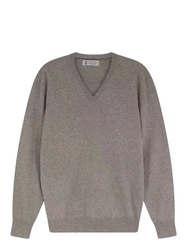 Brunello Cucinelli V-neck Cashmere Sweater - Neutrals