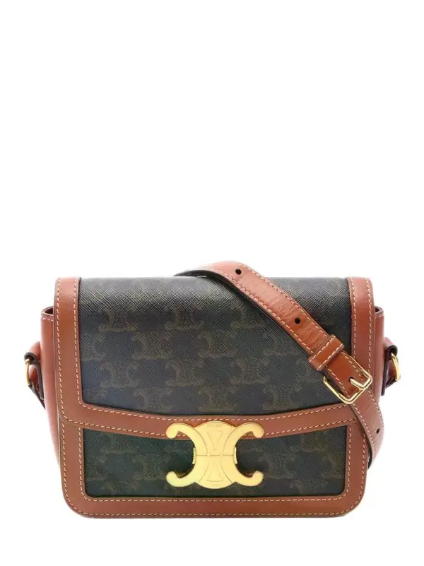 Celine 2010s Triomphe Shoulder Bag - Black