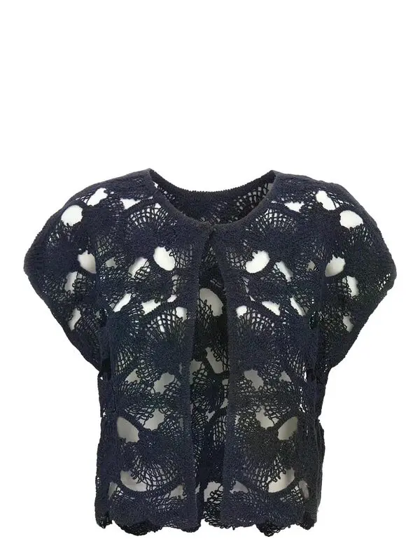 KANGRA Short-sleeve Cardigan - Blue