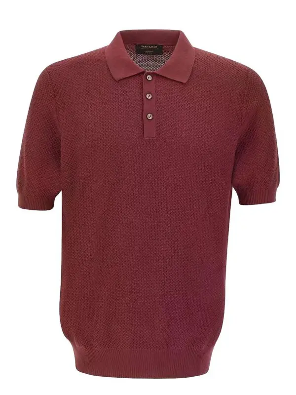 GRAN SASSO Honeycomb Cotton Polo Shirt - Red