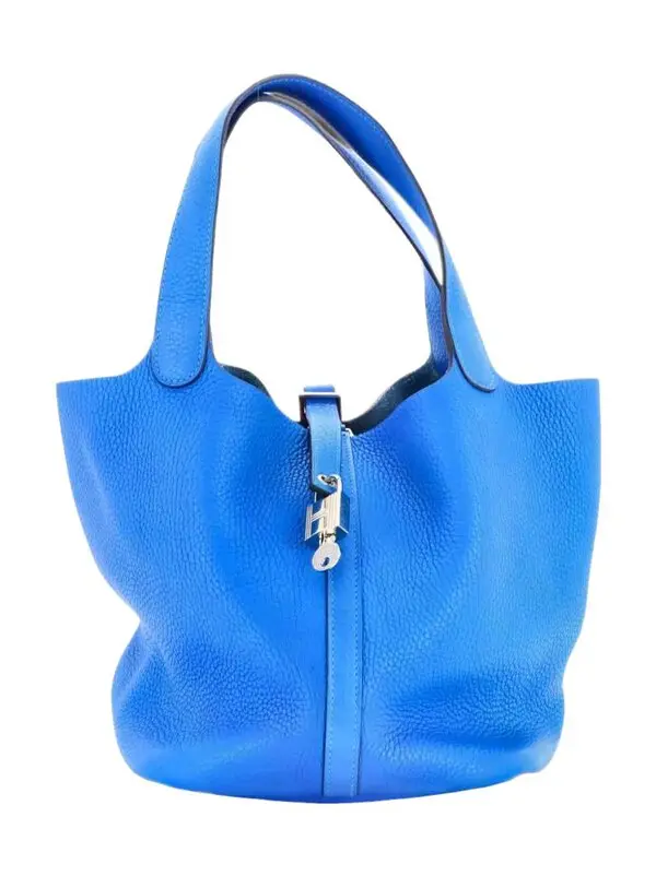 Hermès Picotin Lock Bag Clemence Mm Bucket Bag - Blue