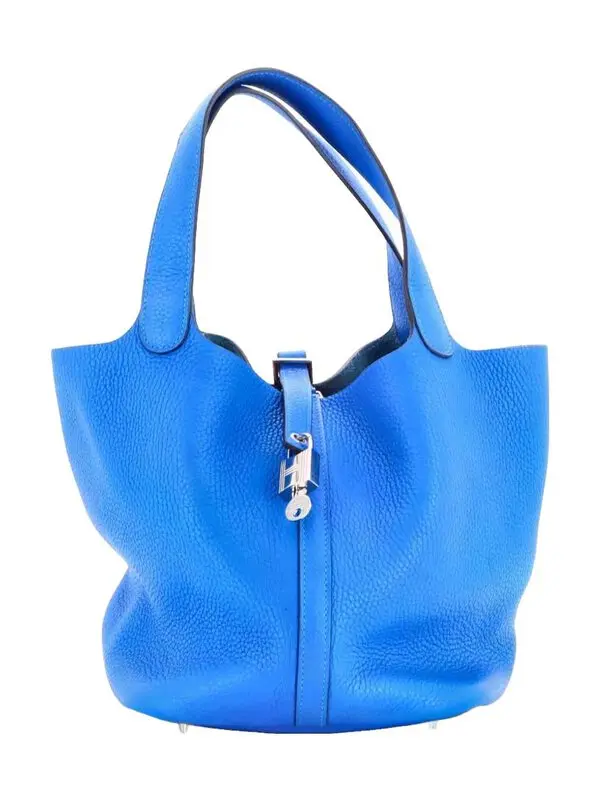 Hermès Picotin Lock Bag Clemence Mm Bucket Bag - Blue
