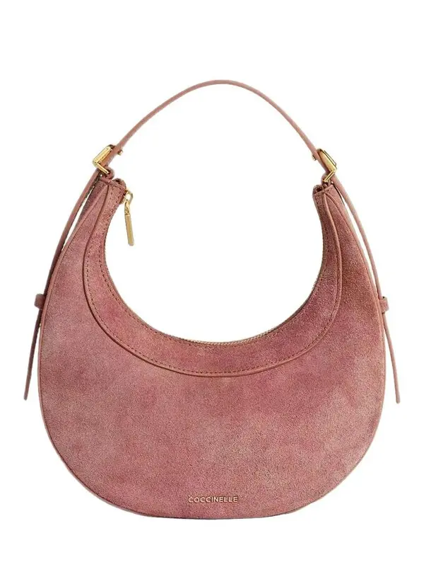 COCCINELLE Whisper Suede Crescent Tote Bag - Pink