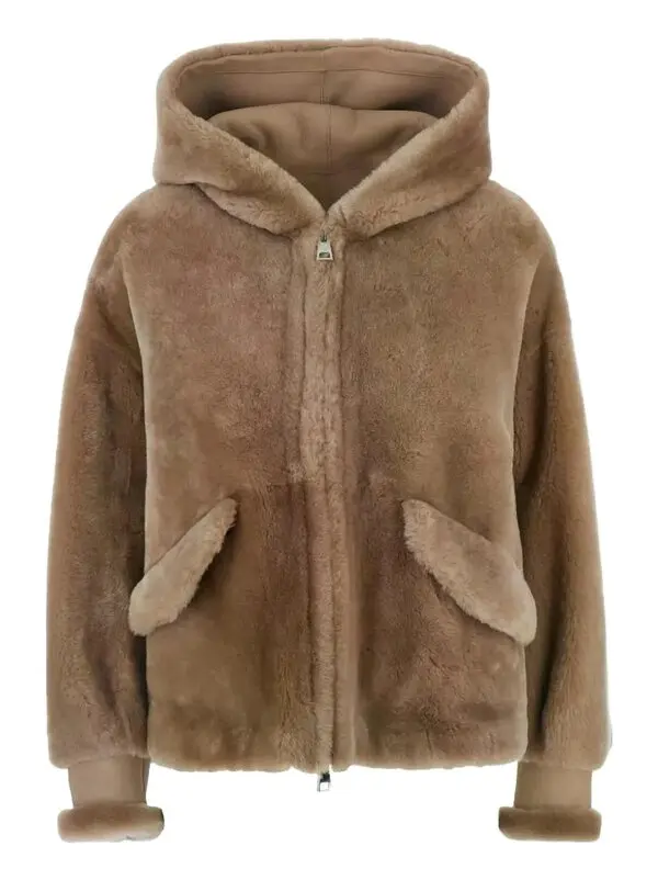 BLANCHA Shearling Hooded Jacket - Brown