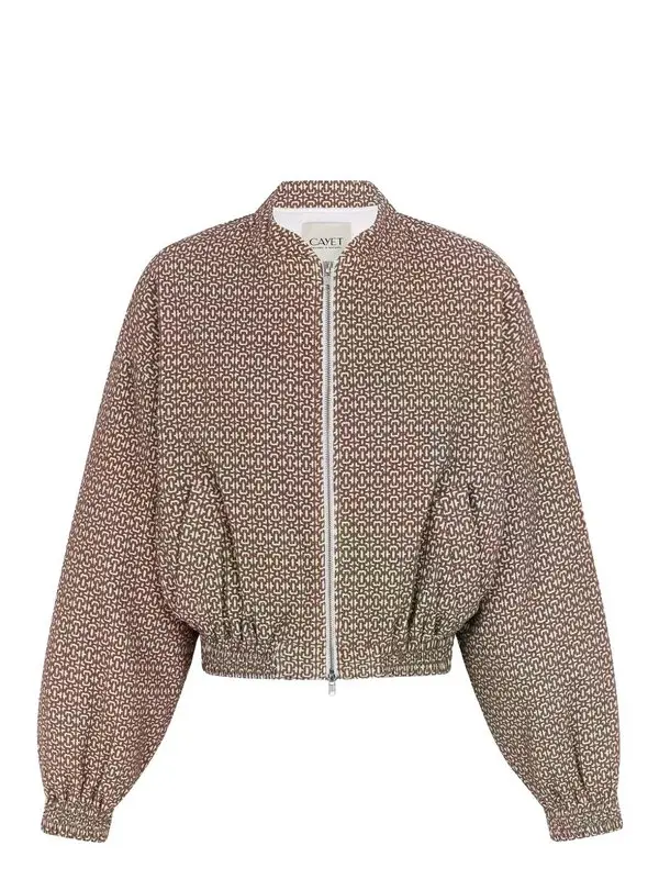 CAYET Rose Geometric-print Bomber Jacket - Brown
