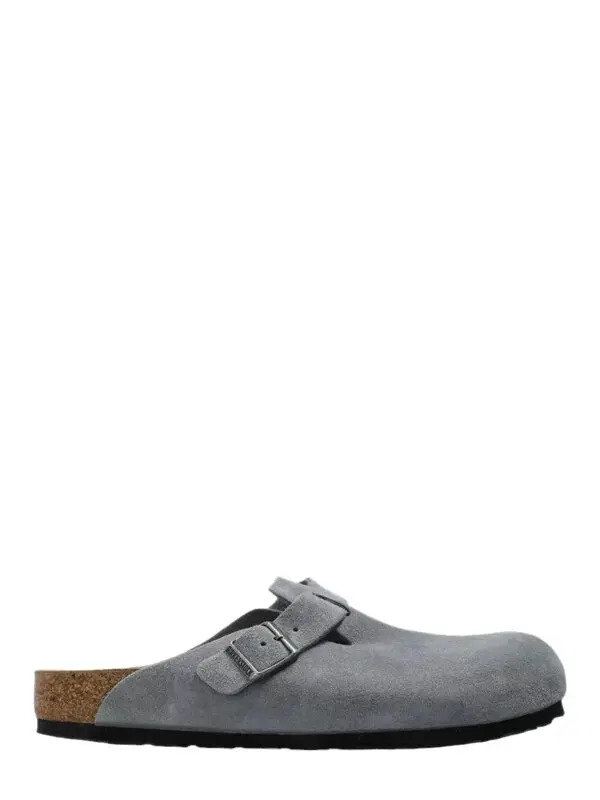BIRKENSTOCK Boston Buckle-fastening Suede Mules - Grey