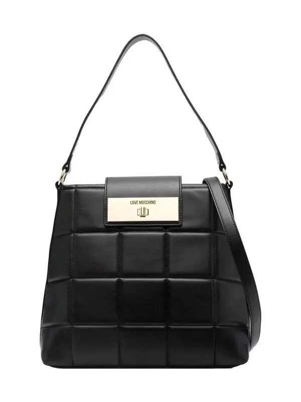 Moschino Logo-plaque Quilted Shoulder Bag - Black