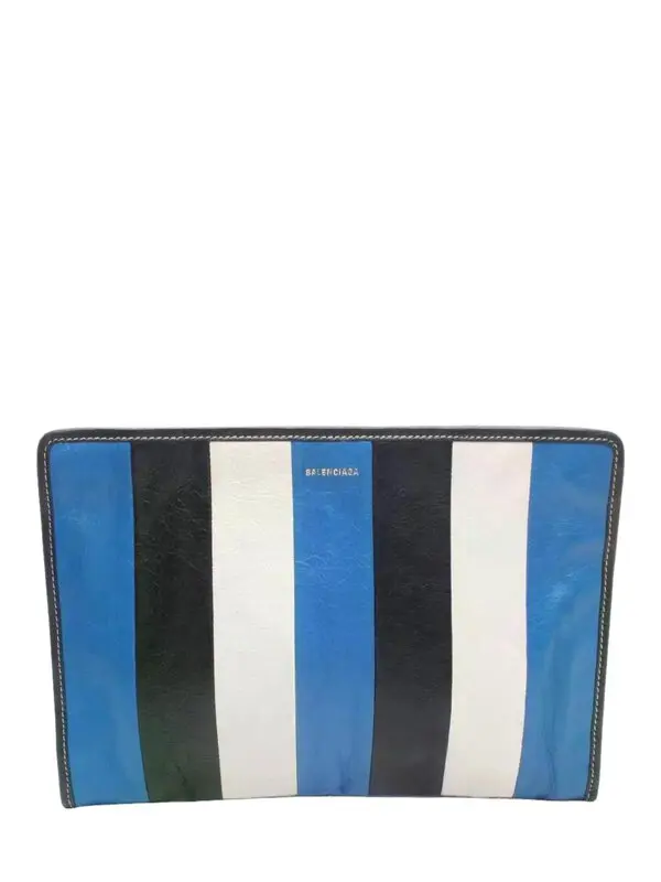 Balenciaga 2000s Bazar Striped Clutch Bag - Blue