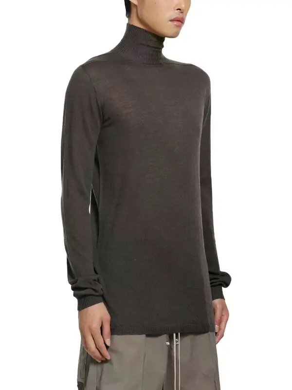 Rick Owens Tower Level Turtleneck Wool Sweater - Brown