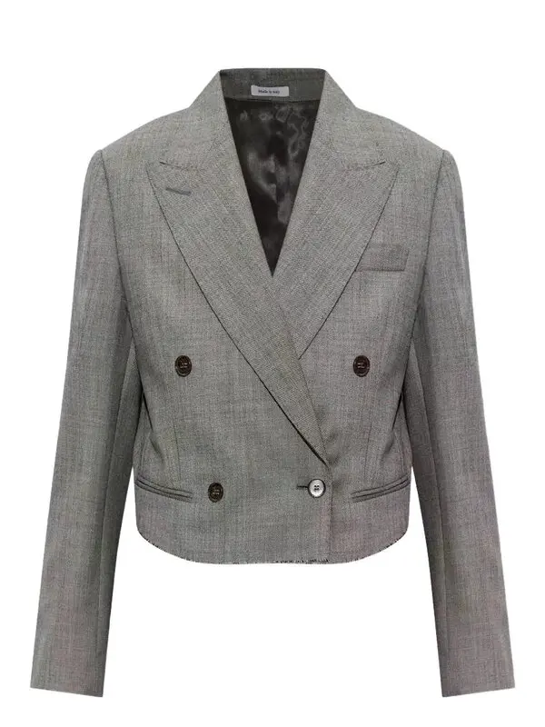 Alexander McQueen Double-breasted Cropped Jacket - Grey