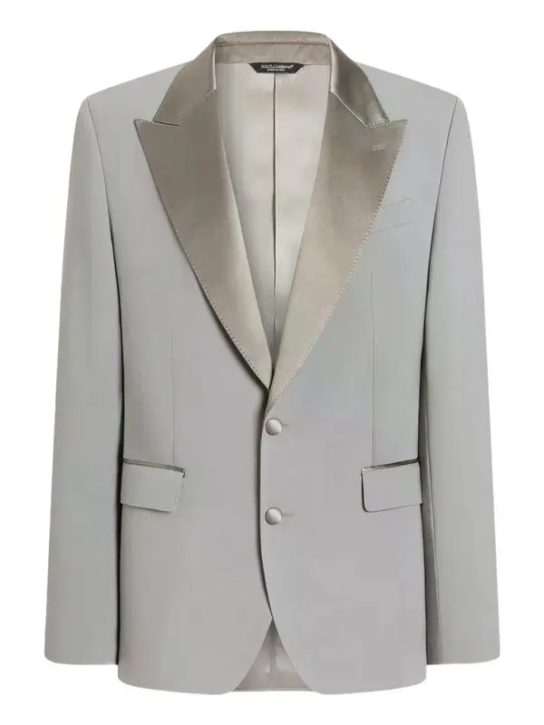 Dolce & Gabbana Sicilia Light Single-breasted Micro-rib Tuxedo Jacket - Grey