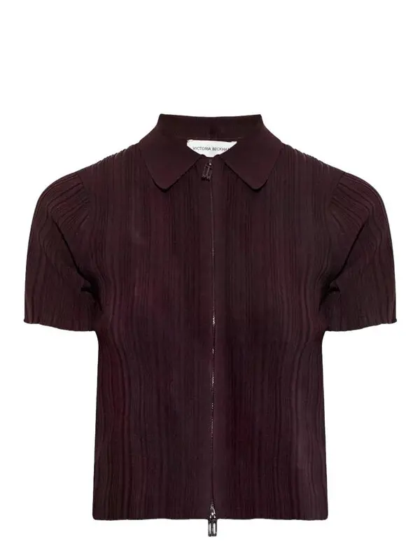 Victoria Beckham Ribbed Short-sleeve Cardigan - Brown