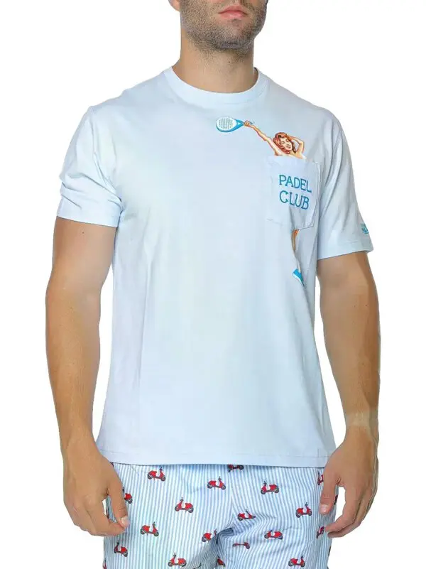 MC2 SAINT BARTH Austin Graphic-print Chest-pocket T-shirt - Blue