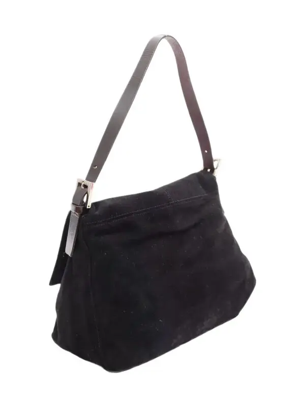 Fendi 2010s Mamma Baguette Suede Shoulder Bag - Black