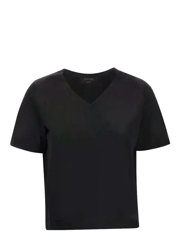 GRAN SASSO V-neck Rolled-cuff T-shirt - Black