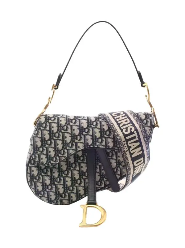 Dior 2010s Oblique Saddle Shoulder Bag - Blue