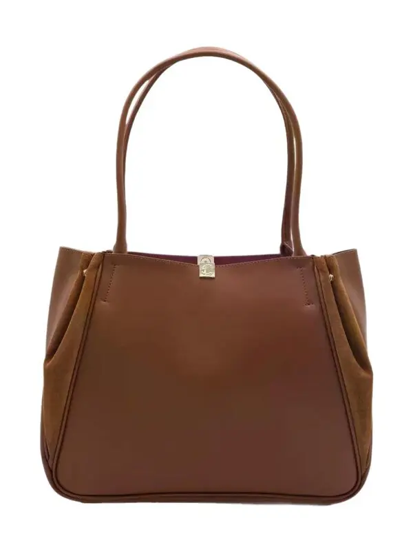 COCCINELLE Suede-panel Leather Tote Bag - Brown