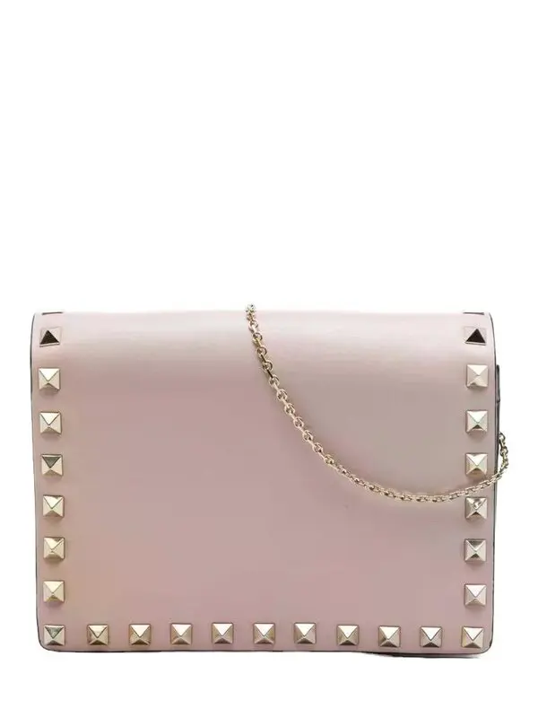Valentino Garavani 2000-2017 Leather Rockstud Chain Pouch Crossbody Bag - Pink
