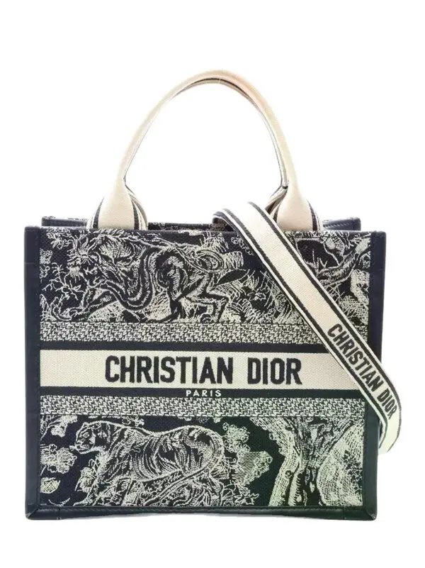 Dior 2018-2022 Small Canvas Embroidered Reverse Dioriviera Toile De Jouy Book Tote Bag - Blue