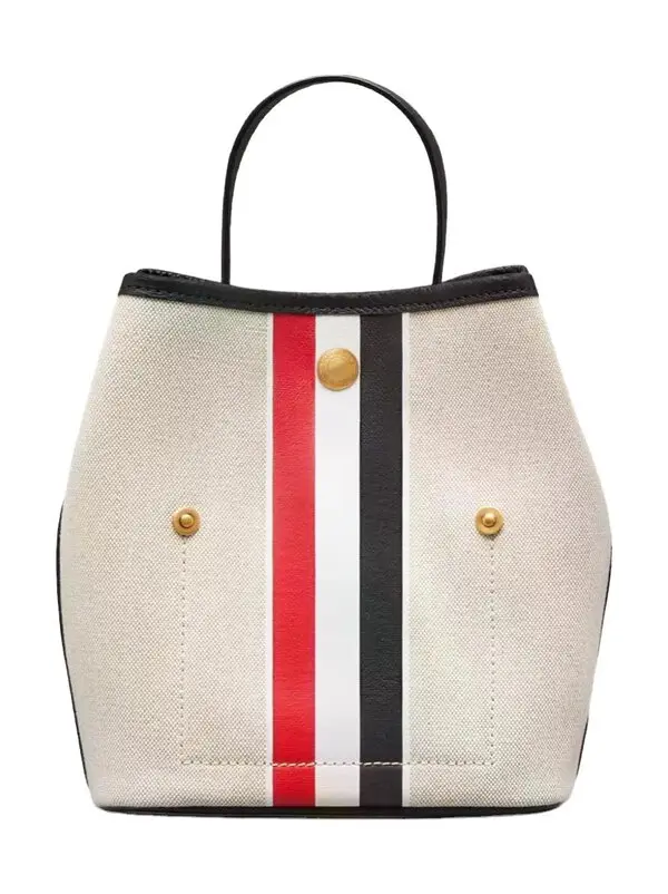 Thom Browne Rwb Stripe Bucket Tote Bag - Black