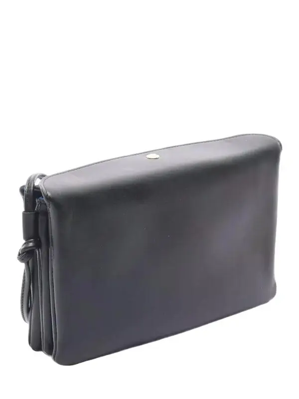 Celine 2020s Trio Flap Leather Shoulder Bag - Black