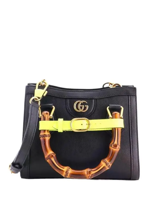 Gucci Diana Nm Bamboo Handle Tote Leather Mini Crossbody Bag - Black