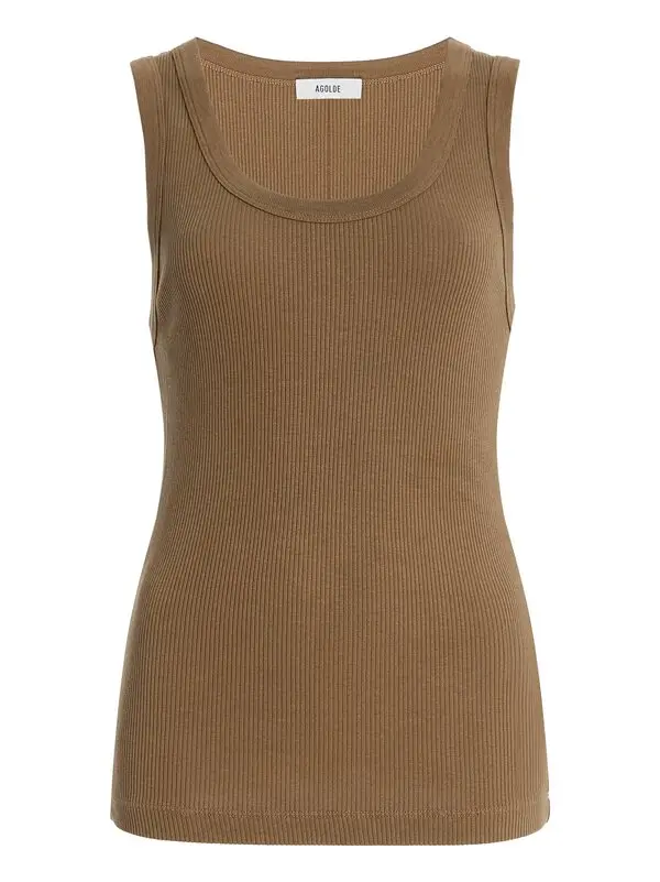 AGOLDE Poppy Cotton-blend Ribbed Tank Top - Brown