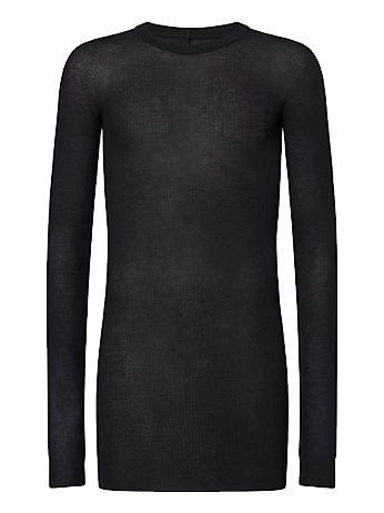 Rick Owens Long-sleeve Ribbed Silk-blend T-shirt - Black