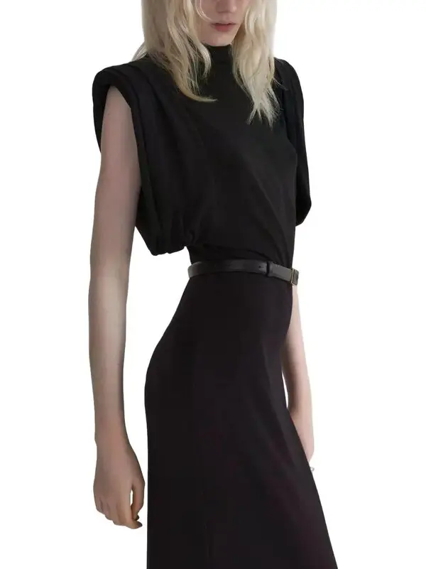 MUGLER Draped Sleeveless Gown - Black